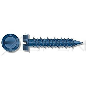(1500pcs) 1/4 X 1-3/4 Slot Indented Hex Washer Head Concrete Screws (Screw), Bulk/Wholesale Carton - Blue - Ships Free in USA