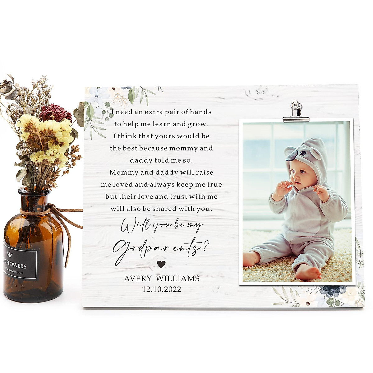 FDFHOME Thank You Gift For Godparents Godparents Picture Frame from Godchild, God Parents Presents, Will You Be My Godparents, Christmas Gift for Godparent Baptism Gift for Godparents 8x15 Inch