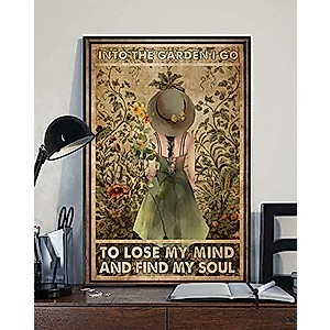 Into The Garden I Go To Lose My Mind And Find My Soul Painting Metal Plate Vintage Coffee Wall Coffee Bar Decor Metal Sign 8x12 Inch