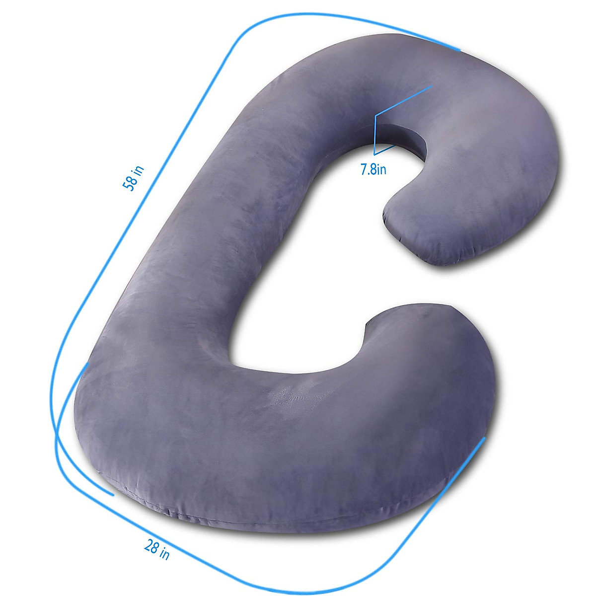 Pregnancy Pillow for Pregnant Women,Full Body Pillows for Sleeping,C Shaped Maternity Pillows for Side Sleepers,Support Back, HIPS, Legs and Belly, Removable Washable Soft Cover (Gray)