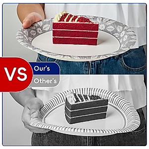 JOLLY CHEF 10 inch 140 Pack Disposable Paper Plates,Soak Proof, Cut Proof, Heavy Duty Printed Paper Plates for Everyday Use