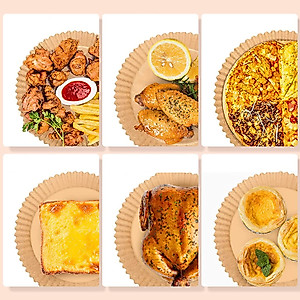 Air Fryer Disposable Paper Liner, 100Pcs Round Non-Stick Air Fryer Parchment Liner, Baking Paper Cooking Paper for Air Fryer, Microwave Oven, Frying Pan, Oil-proof, Water-proof (6.3 inch)