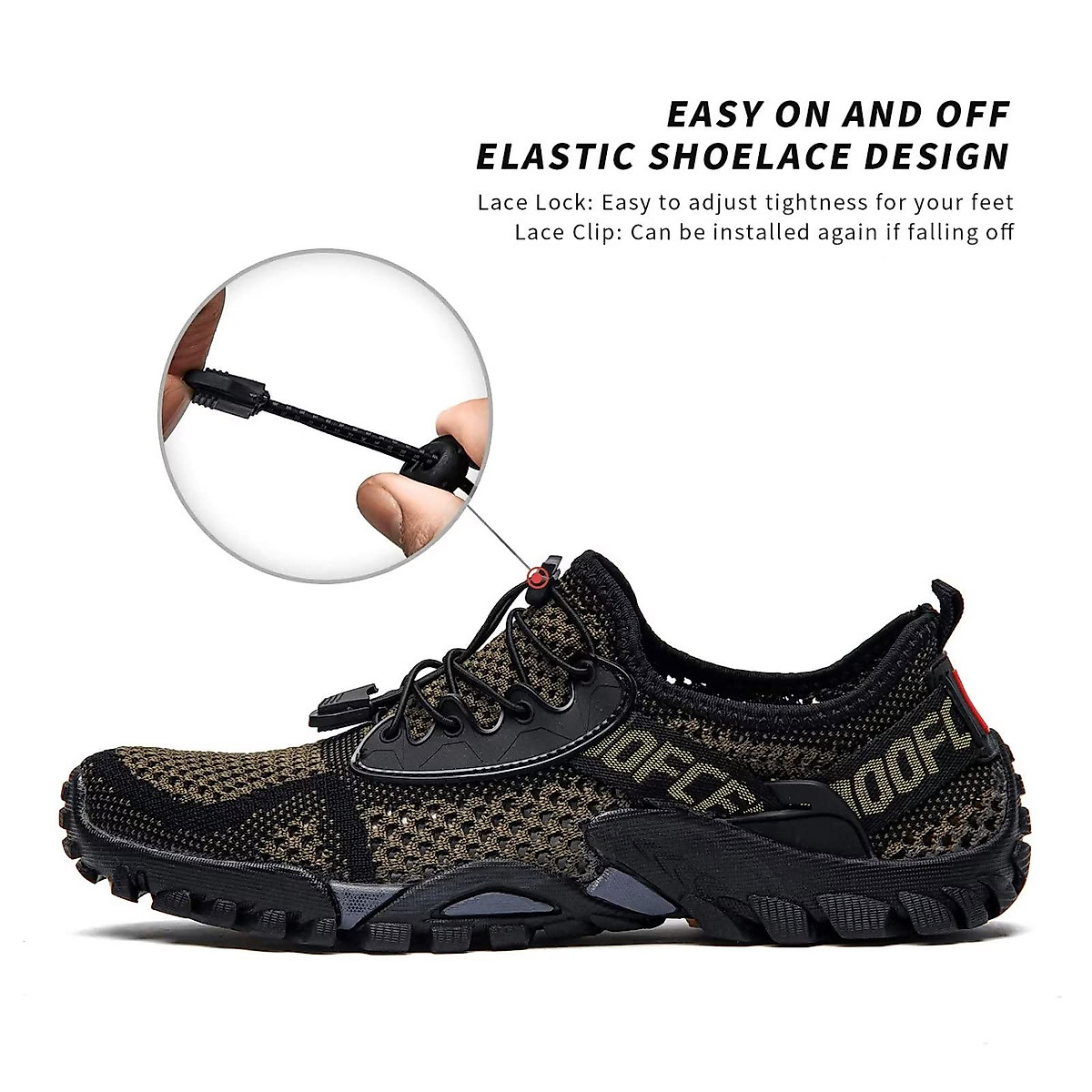 Water Shoes Woman Man Quick Drying Aqua Barefoot Skin Shoes for Beach Swim Surf Diving Army Green