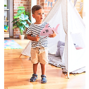 DolliBu Baby Soft Plush Pink Shark Toy - Stuffed Animal Shark Plush for Boys and Girls, Sea Animal Toys and Shark Gifts for Kids, Teens and Adults, Ocean Stuffed Animal Plush Toy Shark - 12 Inches