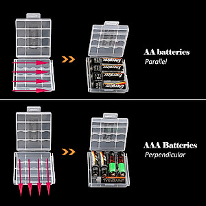 Whizzotech AA/AAA Cell Battery Storage Case/Holder with Charge Reminder Markings Clear Color (6 Pack)