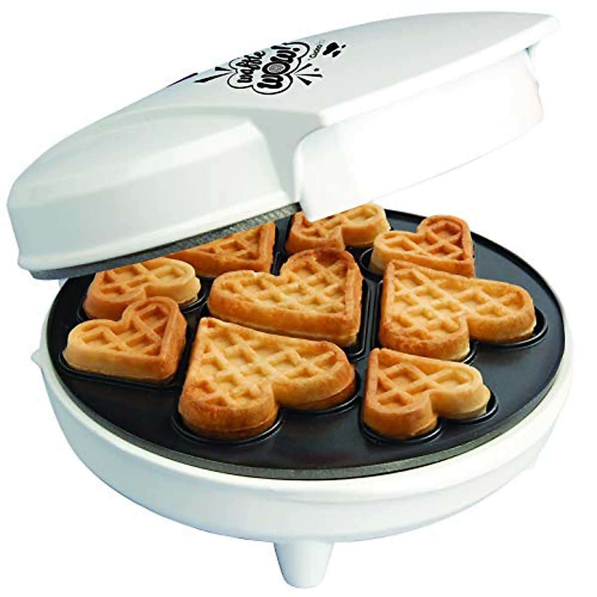 Mini Hearts Waffle Maker - Make 9 Heart Shaped Waffles or Pancakes w Electric Nonstick Waffler Iron- Unique Breakfast for Loved Ones Kids Adults, Fun Gift, Special Holiday Treat or for Summer Parties