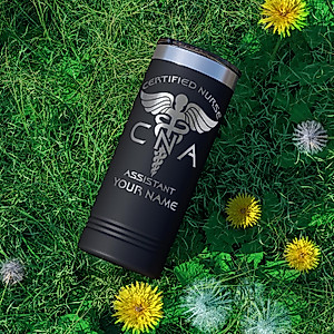 Personalized CNA Certified Nurse Assistant Gift on Black 22 oz Stainless Steel Skinny Tumbler Custom Engraved Gifts for Men and Women