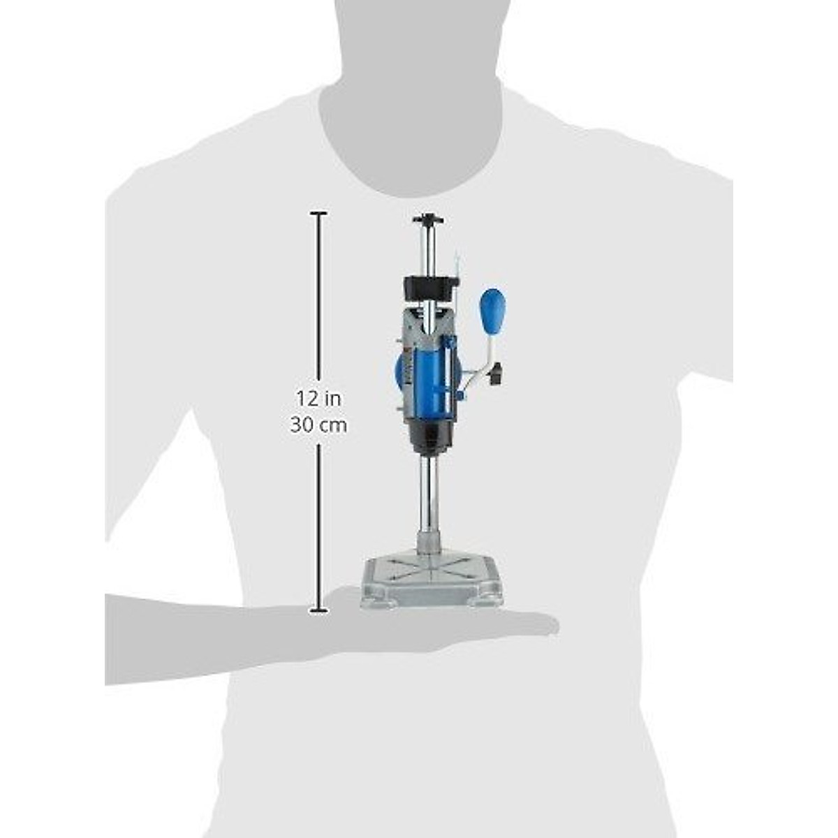 Dremel Drill Press Rotary Tool Workstation Stand with Wrench- 220-01- Mini Portable Press- Holder- 2 Inch Depth- Ideal for Drilling Perpendicular and Angled Holes- Table Top , Silver