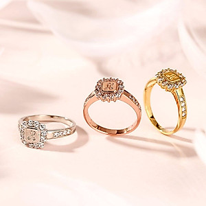 Jeulia Diamond Personalized Custom Rings for Women cz Sterling Silver A Little Sparkle Monogram Ring Band Wedding Engagement Anniversary Promise Ring Bridal Sets (Silver, 7(US))