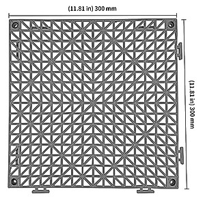 KEILEOHO 12 Pack 12 x 12 Inch Interlocking PVC Floor Tiles, Modular Interlocking Cushion Mats, Pool Drain Tiles Anti Slip Bathtub Mats with Drain Holes for Wet Area Patio Deck Balcony, Grey