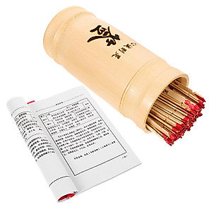 Gadpiparty 1 Set Chinese Fortune Sticks Kau Chim Sticks Chinese Fortune Telling Sticks with Bamboo Bucket and Book Buddhist Divination Props for Fortune Telling Games