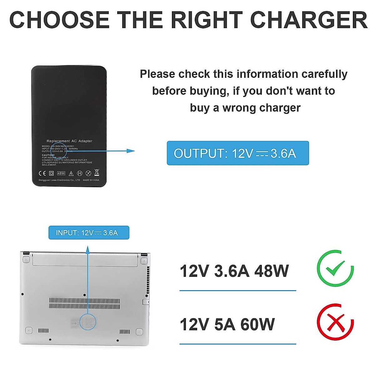 TREE.NB 48W 12V 3.6A Power Adapter Charger, Replacement for Microsoft Surface Pro 2 Surface Pro 1 & Surface RT Tablet, Windows 8 Tablet 1536 with 5V/1A USB Port