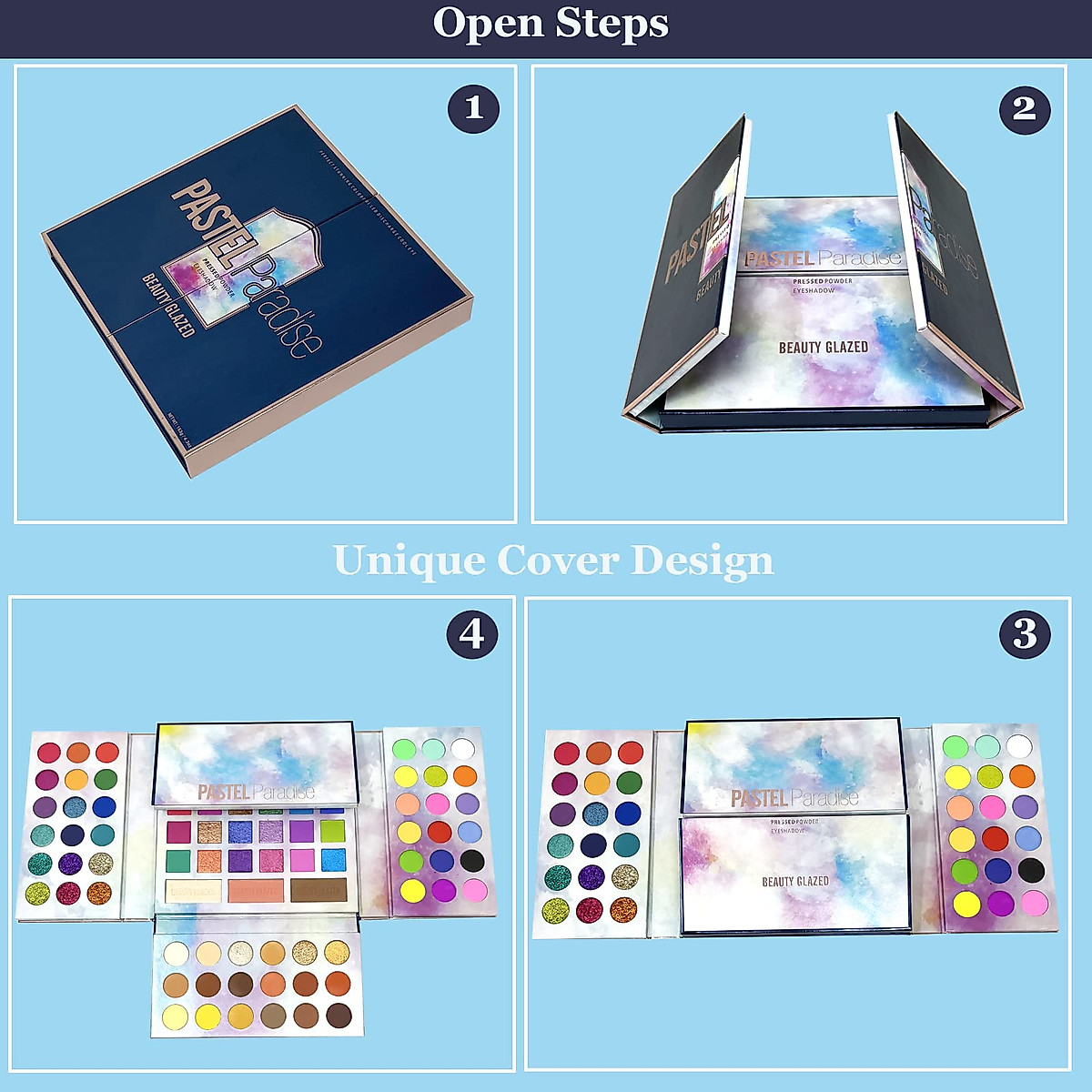 82 Vibrant Shades Makeup Palette - Matte, Shimmers, Glitters, Blush, Highlighter, Contour - Highly Pigmented Beauty Kit for Eye and Face - Perfect for Creating Bold and Unique Looks