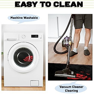 KOBLEN Red Rose Butterfly Kitchen Rugs Non Slip Washable Absorbent Kitchen Mats 20x39 inch Cushioned Anti Fatigue Kitchen Floor Mats for in Front of Sink