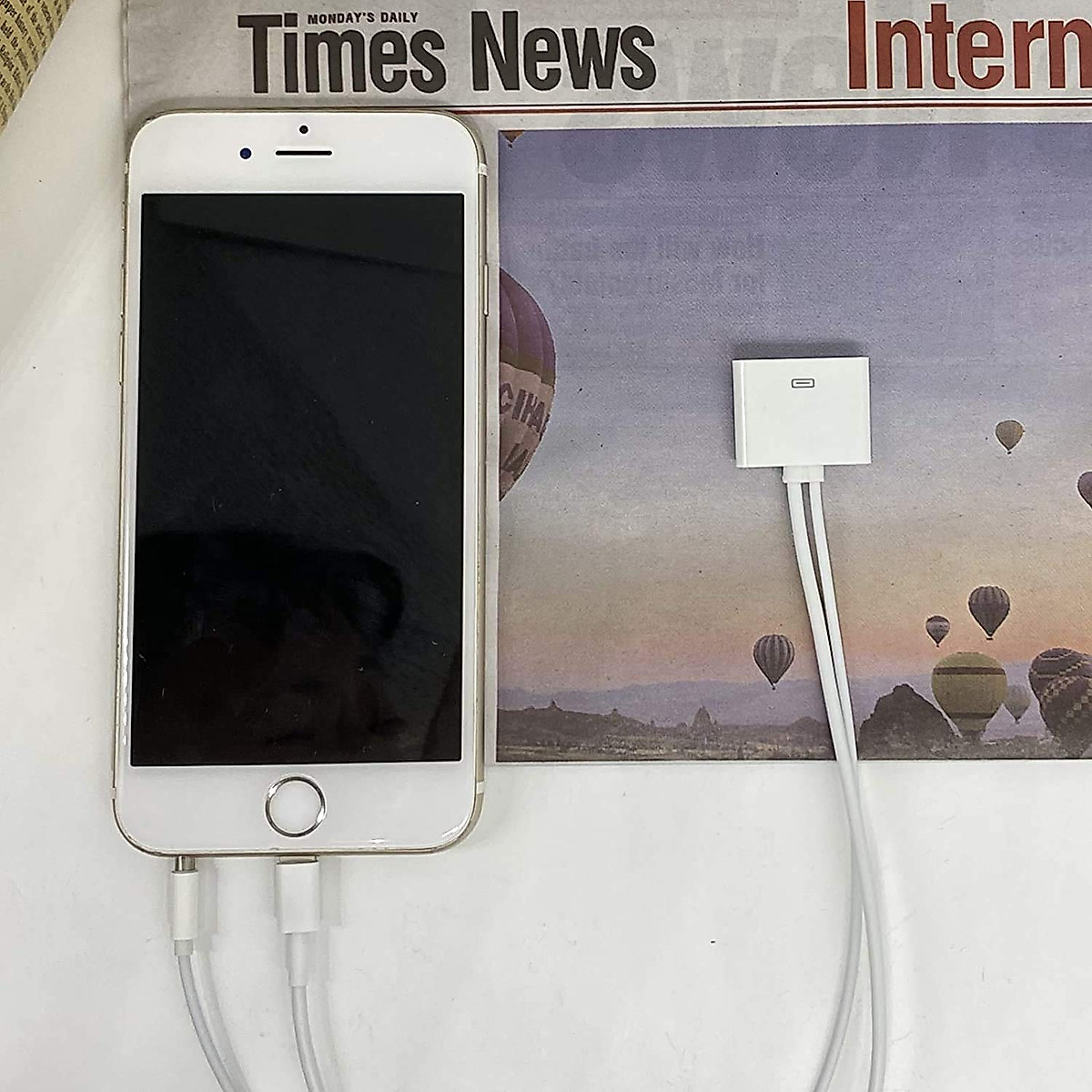 Belcompany Lightning to 30 Pin Cable for iPhone with 3.5mm AUX Audio Port