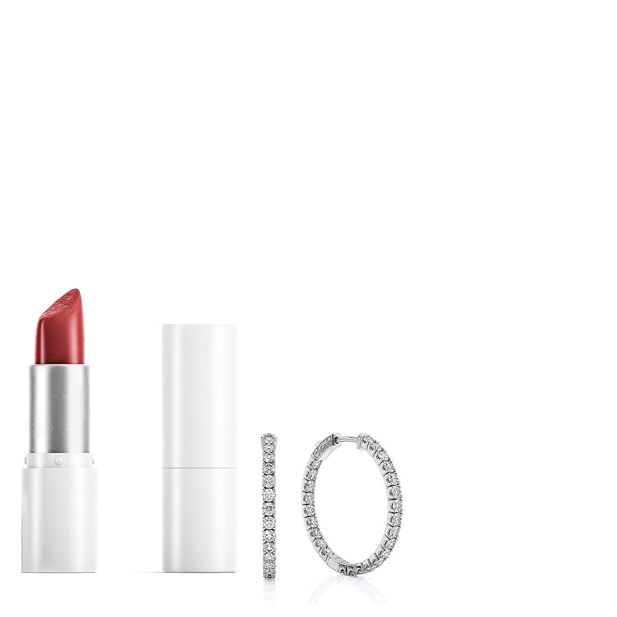 1 1/2 Carat Moissanite Inside Out Hoop Earrings for Women in 925 Sterling Silver (G-H, VS, cttw, DEW) Secure Lock by Beverly Hills Jewelers