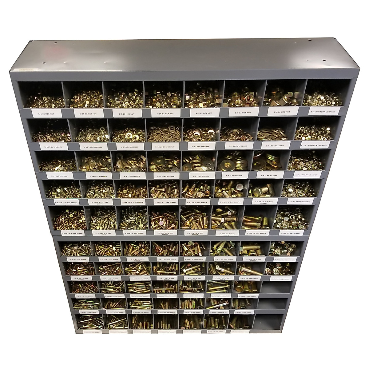 5170 Piece Grade 8 USS Bolt Assortment Hex Head Cap Screws, Flat and Lock Washers, Hex and Lock Nuts with (2) 40 Hole Bins