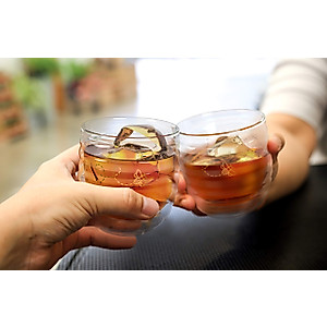 Fred & Friends Genuine Fred BUZZIN' - Rocks Glasses, clear and gold, 10 fluid ounces