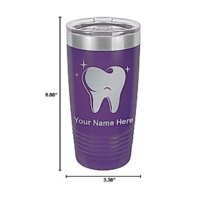 LaserGram 20oz Vacuum Insulated Tumbler Mug, Tooth, Personalized Engraving Included (Dark Purple)