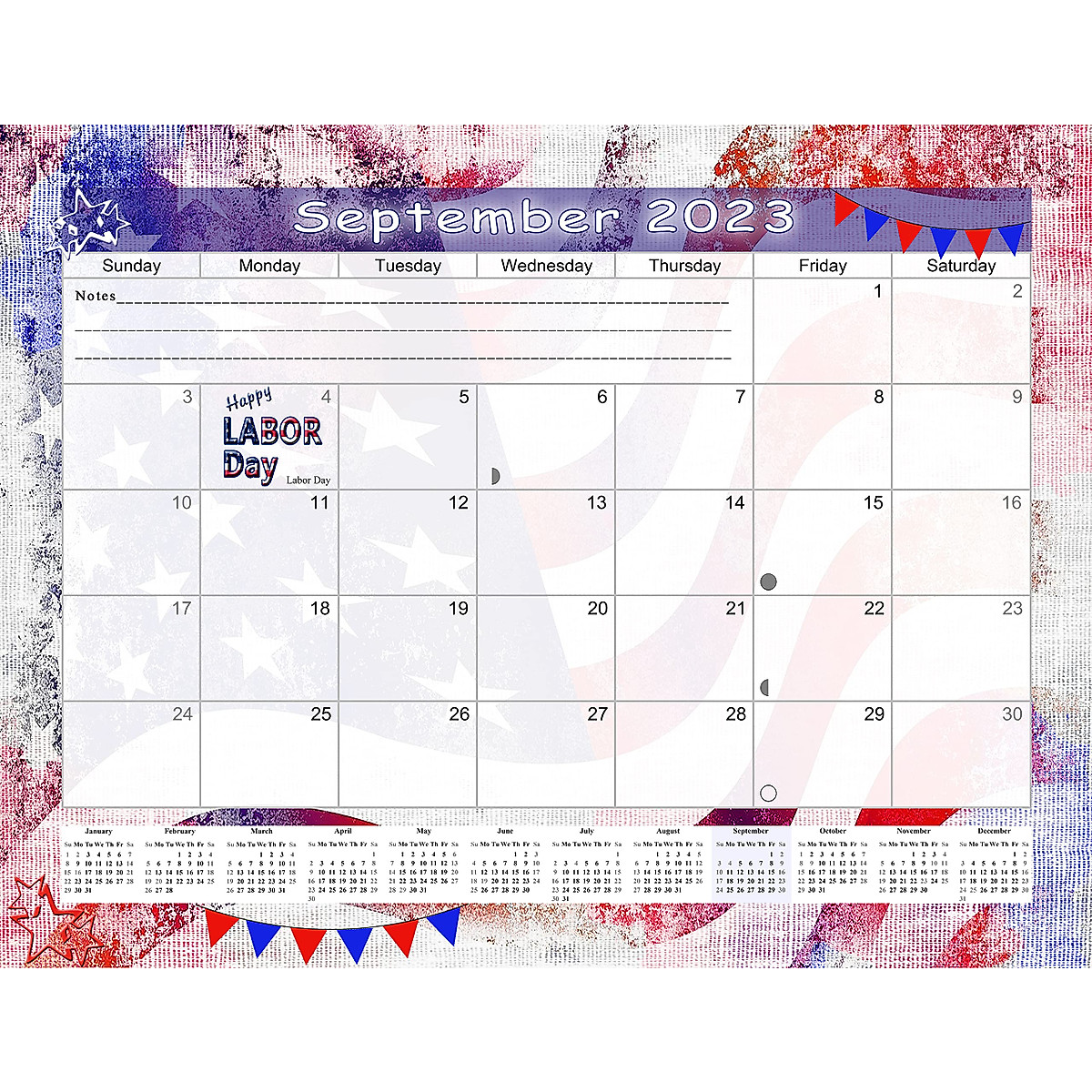 2023-2024 Calendar 16 Months Student Calendar/Planner for 3-Ring Binder, Desk, or Wall -v029