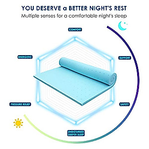 Momend 2Inch Memory Foam Mattress Pad Twin XL, Cooling Gel-Infused Extra Long Single Bed Topper for College Dorm