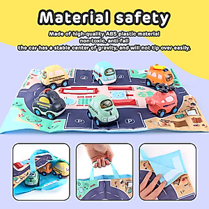 XQW Inertia Baby Toy Cars Gifts with Storage Bag, 6 Pcs Push and Go Kids Early Educational Toys for 1 2 3 Year Old Boys Girls, Birthday Gift for Toddlers