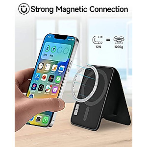 MAGKOTA MagSafe Wallet Max 5 Cards, Magnetic Card Holder Compatible with iPhone 14 /iPhone 13/ iPhone12 Series, Stretchy Fabric iPhone Wallet Stand with Flap,and Has 2 Viewing Angles (Grey)