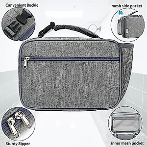 GYEUKHAM Insulated Lunch Box for School, Thermal Reusable Durable Freezable Lunch Bags for Kids Boys Girls Men Women - Small Soft Cooler Portable Lunch Tote Kit for Work Picnic Travel,Grey