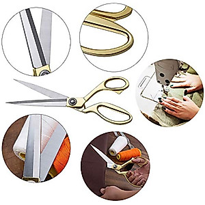 ZJMZZM 8.5 '' Gold Stainless Steel Sharp Tailor Scissors Professional Household Scissors Craft Scissors Fabric Scissors Heavy Duty Cutting Sewing, Crafts, Home Kitchen Office