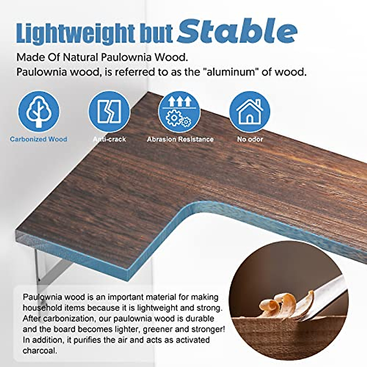 ROMGUAR CRAFT Corner Floating Shelves Wall Mounted Shelves Set of 4, Waterproof Wood Display Wall Storage Shelves, Book Shelves, Home Decor for Bathroom, Kitchen, Bedroom, Living Room, Office