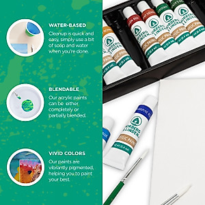 Norberg & Linden Acrylic Paint Set -12 Acrylic Paints, 6 Paint Brushes for Acrylic Painting, 3 Painting Canvas Panels - Premium Art Supplies for Adults Canvas Painting