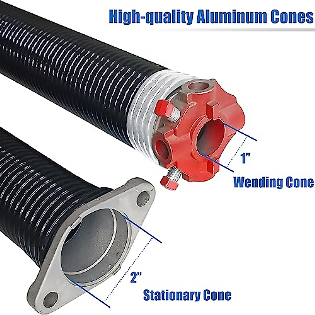 Garage Door Torsion Springs Set(.218x2x26"), Pair of 2" ID Electrophoresis Coated Heavy Duty Torsion Spring Replacement for Garage Doors, with 2pcs Non-Slip Winding Bars,Minimum 16000 Cycles