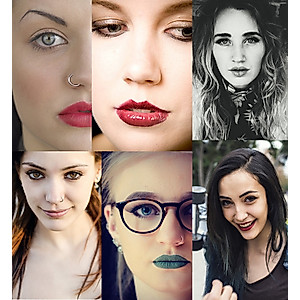 Masedy 16Pcs 20G 316L Stainless Steel Nose Rings Hoop Tragus Cartilage Helix Ring Lip Septum Piercing Rose Gold 8MM