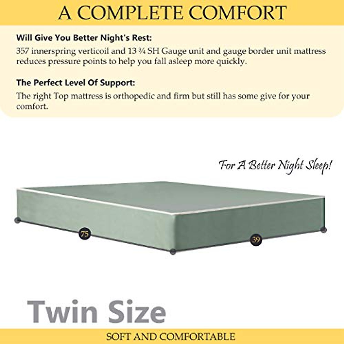 Mattress Comfort 8-Inch Firm Double sided Tight top Waterproof Vinyl Innerspring Mattress and 8" Fully Assembled Wood Boxspring/Foundation Set,Twin