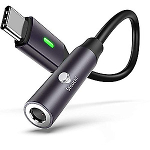 Stouchi USB C to 3.5mm Dongle Adapter, USB C to 3.5mm Headphone Jack Hi-Fi DAC Compatible with Pixel 7/6a/6/5, iPad Mini 6, Samsung Galaxy S22/S21/S20 Plus Ultra, Note 20/10- Grey