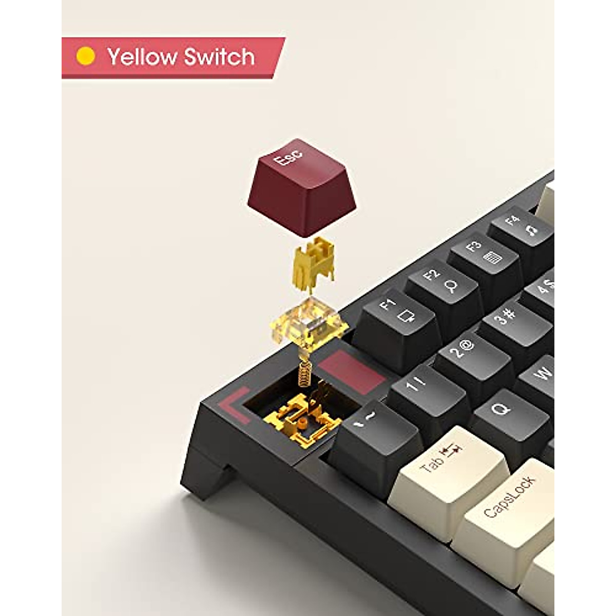 Compact 80% Mechanical Gaming Keyboard, Wired tkl Keyboard with Yellow Switches, Ergonomic Design Retro Style Gaming Keyboard with Rainbow Led Backlit for Windows PC Mac, Black & White