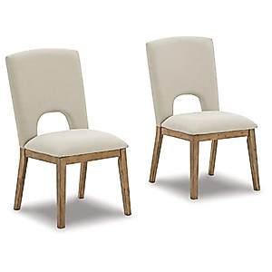 Signature Design by Ashley Dakmore Dining Upholstered Side Chair, 2 Count, Light Brown & Beige