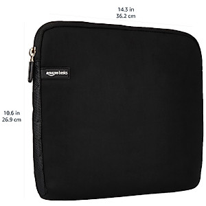 Amazon Basics 14-Inch Laptop Sleeve, Protective Case with Zipper - Black