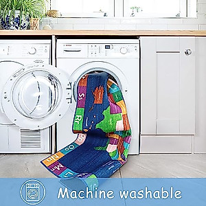 LIVEBOX USA Map ABC Baby Play Mat for Kids Room, 3x5 Ft Alphabet Washable Classroom Rug, Kids Playroom Rug for Educational, Non-Slip Baby Crawling Mat for Nursery Room, Toddlers Room