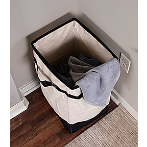 BIRDROCK HOME Canvas Hamper - Single Laundry Basket with Handles - Foldable Hamper - Easily Transport Laundry