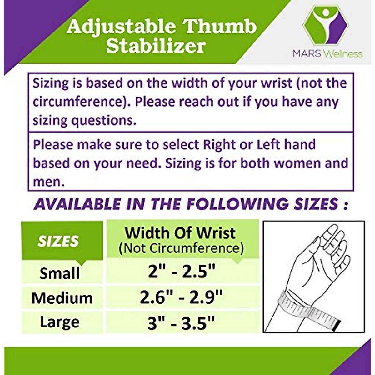 MARS WELLNESS CMC Joint Thumb Arthritis Brace - Restriction Thumb Support Brace Stabilizing Splint for Osteoarthritis and arthritis thumb splint - Medium - Right Hand