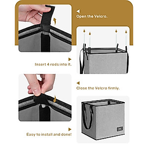 SOLEDI Collapsible Laundry Baskets, 2-Pack 50L (13 Gal) Collapsible Laundry Tote with Extended Easy Carry Handle, Sturdy Iron Wire Frame, Freestanding Clothes Basket for Bathroom, Bedroom, Dorm. Grey