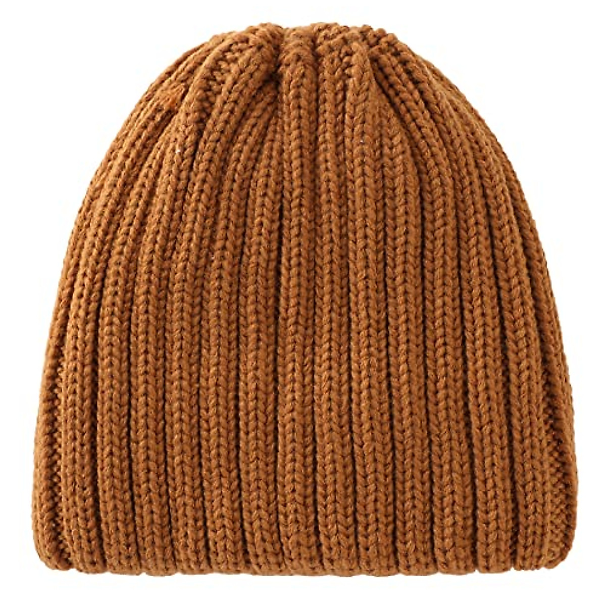 Connectyle Knit Beanie Hat for Women Acrylic Winter Hats Ribbed Warm Cuffed Skull Ski Cap Brown