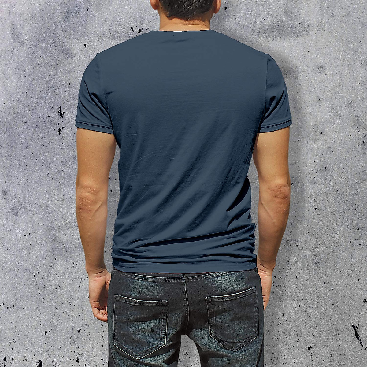 BANNER BUZZ MAKE IT VISIBLE BannerBuzz, Plain Crew Neck T-Shirt Short Sleeve, Cotton Fabric, Unisex, Fabric Warranty for up to 25 Washes (X Large, Blue)