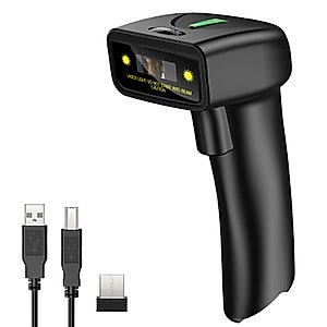 USB Wireless 1D Barcode Scanner,Symcode Handheld Laser Barcode Reader Scanner(2.4GHz Wireless & USB2.0 Wired) with Receiver Storage of up to 10000 Code