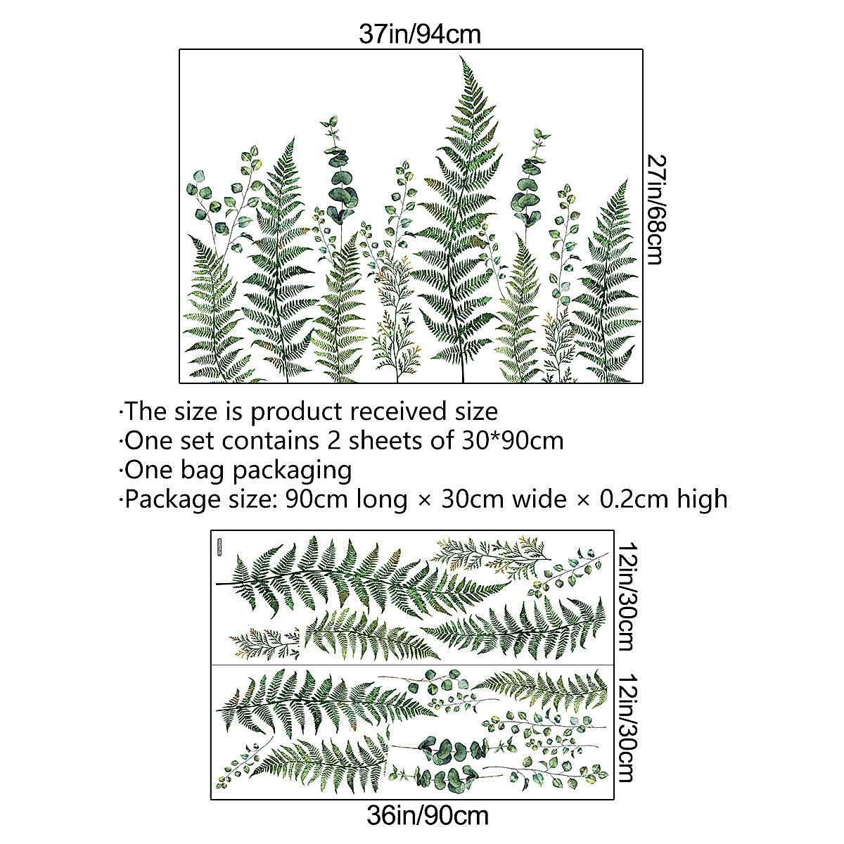 Amaonm Removable Fresh Plants Vine Leaf Wall Sticker DIY Peel and Stick Green Leaves Wall Decals Home Decor for Kids Girls Boys Babys Bedroom Living Room Nursery Classroom Playroom Wall Corner Bathroom Background Decoration