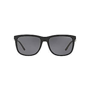 A|X ARMANI EXCHANGE Men's AX4070S Square Sunglasses, Black/Grey Polarized, 57 mm