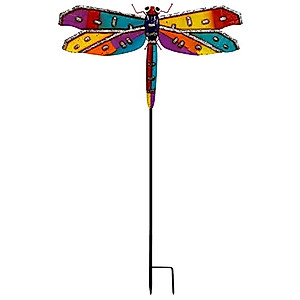 Continental Art Center CAC194060AS- Metal Enamel Dragonfly Garden Stake