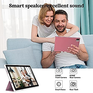 Tablet 10 Inch Android Tablets, 2 in 1 Tablet With Keyboard 64GB+4GB RAM 10.1" Tablets, 8MP Camera 6000mAh Battery, Include Keyboard/Mouse/ Case/ Stylus Pen/Tempered Film Wifi Tab Pink/Girl Tablet PC