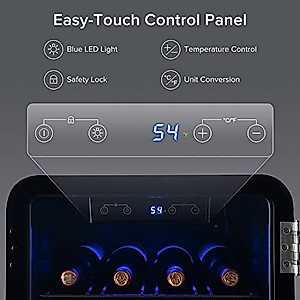 Merax 24 Bottle Retro Wine Cooler - Quiet Counter Top Wine Chiller, Freestanding Wine Refrigerator with Digital Display (24 Bottles-Black)